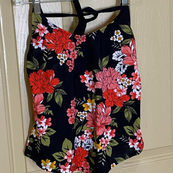 a.n.a | Swim | Ana Small Black And Pink Floral Swim Top | Poshmark